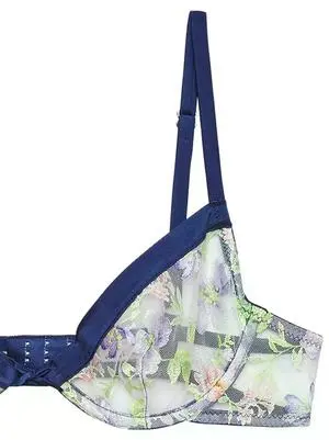FLEUR DU MAL Embroidered Demi Bra - Blue