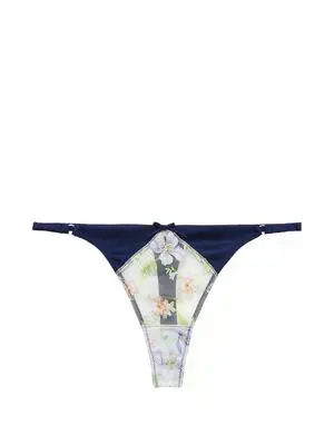 FLEUR DU MAL Embroidered Thong - Blue
