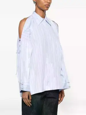 Erika Cavallini Pinstripe Cold-shoulder Shirt