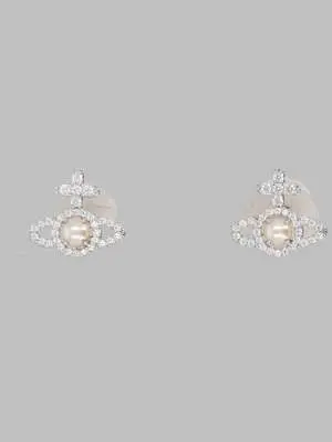 VIVIENNE WESTWOOD Orb Stud Earrings With Pearl And Crystals - Silver