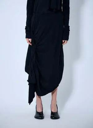 Yohji Yamamoto Asymmetric Draped Cotton Skirt - Black