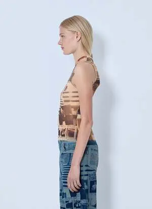 JEAN PAUL GAULTIER Mesh Printed Journal Tank Top