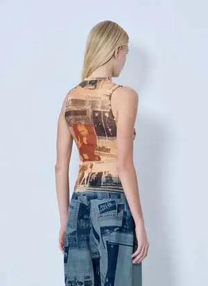 JEAN PAUL GAULTIER Mesh Printed Journal Tank Top