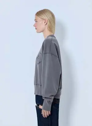 JEAN PAUL GAULTIER Fleece Crewneck Sweatshirt With Embroidered Detail - Gray
