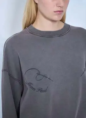 JEAN PAUL GAULTIER Fleece Crewneck Sweatshirt With Embroidered Detail - Gray