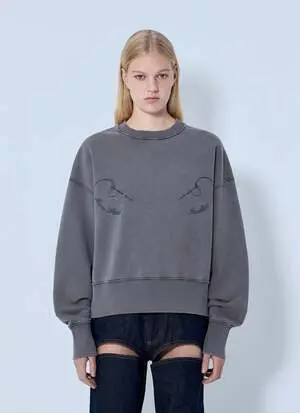 JEAN PAUL GAULTIER JEAN PAUL GAULTIER Fleece Crewneck Sweatshirt With Embroidered Detail Gray