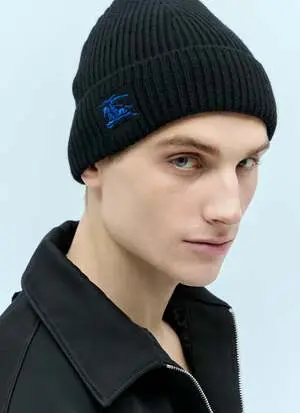 BURBERRY Burberry Ribbed Cashmere Beanie With EKD Embroidery