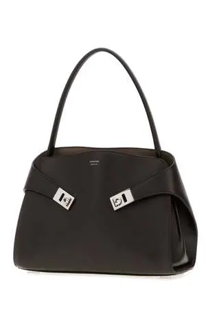 FERRAGAMO Salvatore Dark Leather Medium Hug Soft Shoulder Bag - Brown