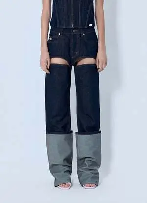 JEAN PAUL GAULTIER Cut-out Wide Leg Jeans - Blue