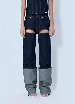 JEAN PAUL GAULTIER Cut-out Wide Leg Jeans - Blue
