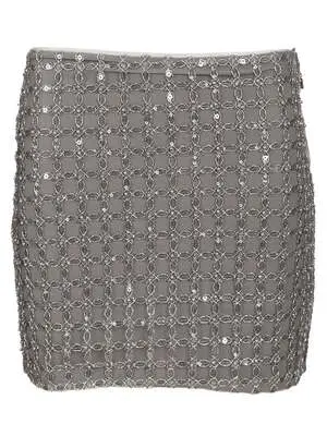 ROTATE BY BIRGER CHRISTENSEN Beaded Mini Skirt - Silver