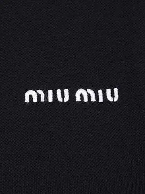 Miu Miu Sleeveless Embroidered Logo Piquet Polo Shirt