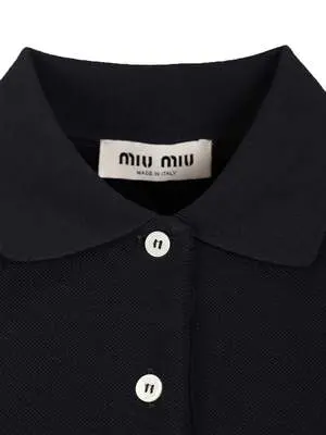 Miu Miu Sleeveless Embroidered Logo Piquet Polo Shirt