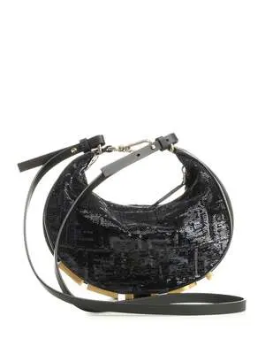 Fendi Mini "fendigraphy" Sequined Hobo Bag - Blue
