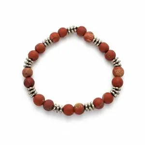 BY VIRGO Still Warm Jasper Stone Beaded Bracelet - Red