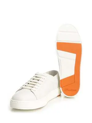 Santoni Tumbled Leather Low-top Sneakers