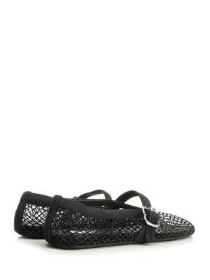 Alaïa Mesh Ballerina Flats With Buckle Fastening - Black