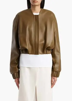 Khaite Leather Bomber Jacket