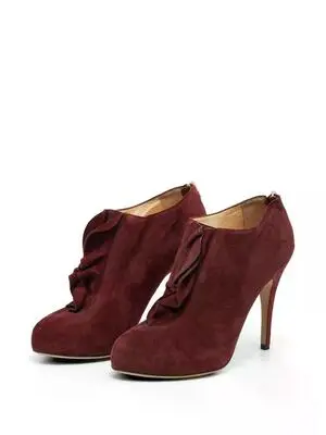 Valentino Garavani Suede Ruffle Trim Ankle Boots