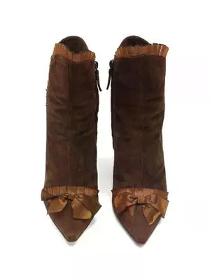 Casadei Bow Detail Ruffle Trim Ankle Boots