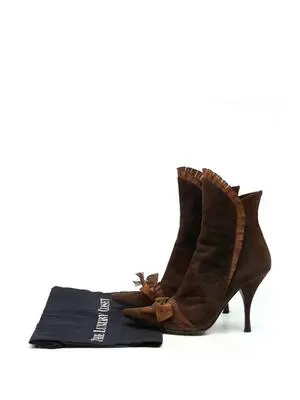Casadei Bow Detail Ruffle Trim Ankle Boots