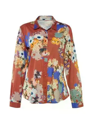 Etro Multicolor Floral Print Cotton Shirt - Red