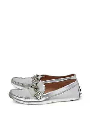 TOD'S Embellished Loafers - Silver