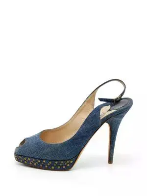 JIMMY CHOO Studded Peep-toe Heeled Sandals - Blue