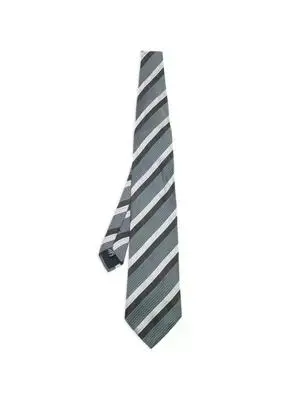 BOSS Striped Silk Jacquard Tie - Grey