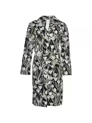 Max Mara Floral Print Cotton Shirt Dress - Black