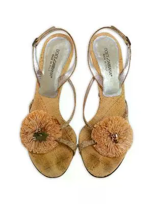 Dolce & Gabbana Jute Fringe Heeled Sandals