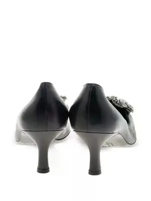 FERRAGAMO Crystal-embellished Leather Pumps