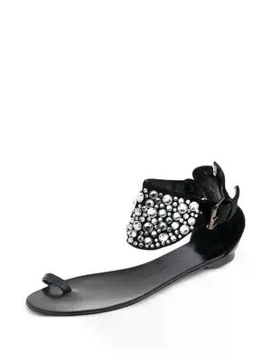 GIUSEPPE ZANOTTI Embellished Ankle-wrap Flat Sandals