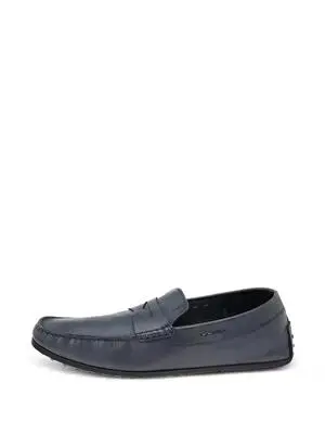 TOD'S Penny Strap Leather Loafers - Grey