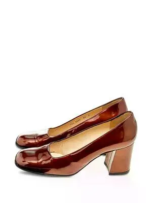 Gucci Patent Leather Block-heel Pumps - Brown