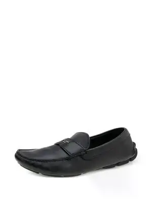 Prada Logo Plaque Leather Loafers