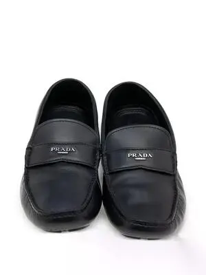 Prada Logo Plaque Leather Loafers