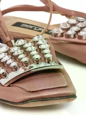 SERGIO ROSSI Embellished Ankle-strap Flat Sandals