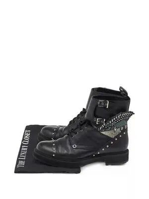 Fendi Buckled Python-embossed Ankle Boots