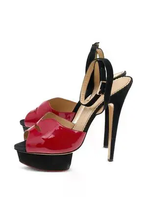 CHARLOTTE OLYMPIA Patent Leather Platform Sandals - Red