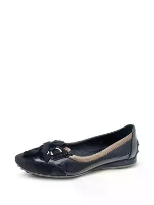 TOD'S Patent Leather And Suede Ballet Flats With Bow Detail