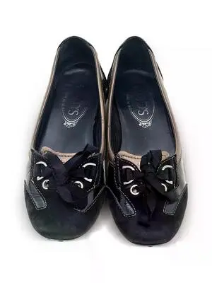 TOD'S Patent Leather And Suede Ballet Flats With Bow Detail
