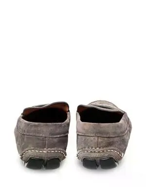 Prada Suede Loafers With Logo Plaque