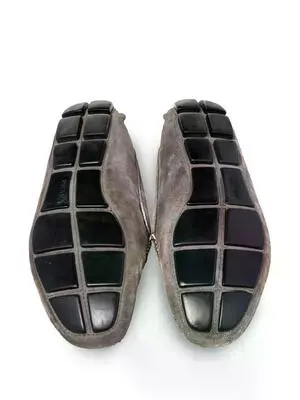 Prada Suede Loafers With Logo Plaque
