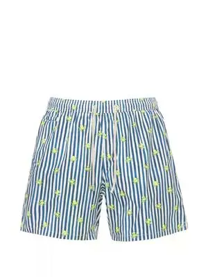 MC2 SAINT BARTH Striped Swim Shorts With Octopus Motif - Blue