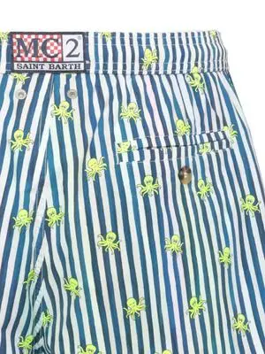 MC2 SAINT BARTH Striped Swim Shorts With Octopus Motif