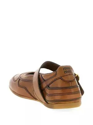 Miu Miu Gymnasium Leather Ballerinas With Strap And Buckle