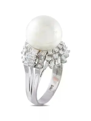 LB EXCLUSIVE 14k White Gold Pearl And Diamond Ring