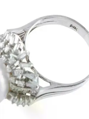 LB EXCLUSIVE 14k White Gold Pearl And Diamond Ring