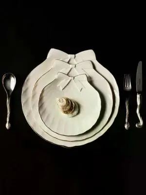 GOHAR WORLD Sadaf Bow-detail Dinner Plate